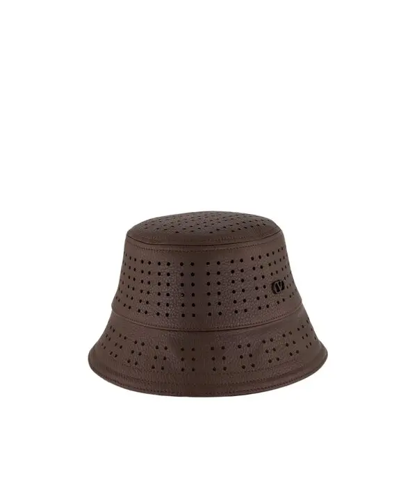 Valentino Garavani Vlogo Signature Perforated Bucket Hat - Brown