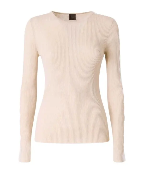 Pinko Ribbed Sweater With Lace - Grey