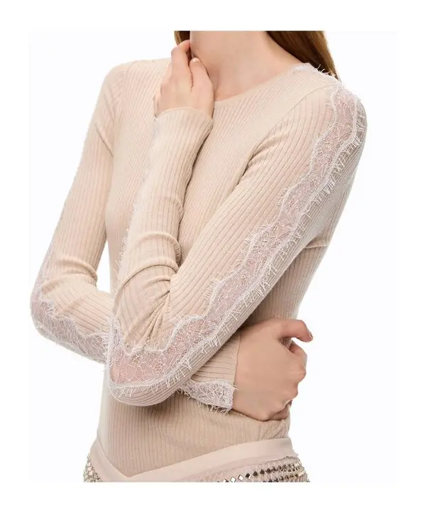 Pinko Ribbed Sweater With Lace