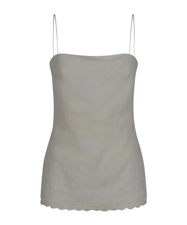 Magda Butrym Embroidered Lace Trim Top - Gray