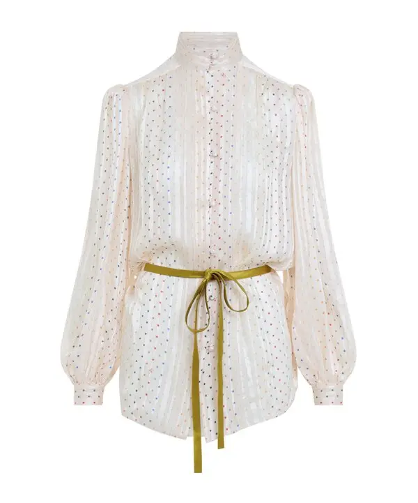 Valentino Garavani All-over Star Printed Belted Shirt