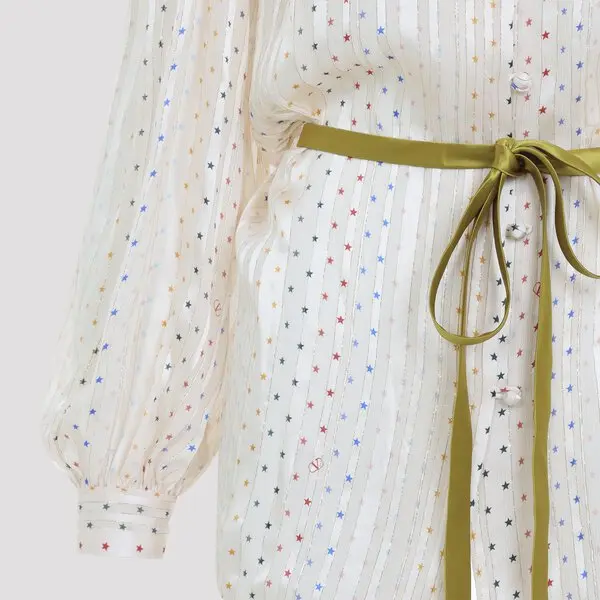 Valentino Garavani All-over Star Printed Belted Shirt