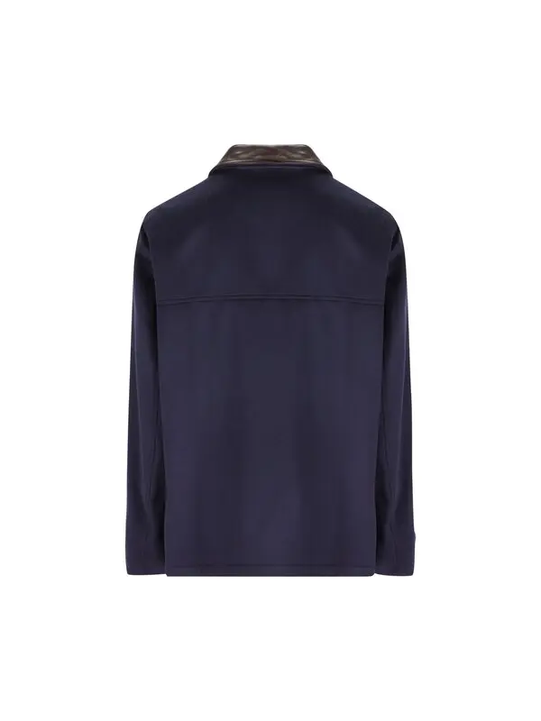 Brunello Cucinelli Snap-front Stand Collar Coat - Dark Blue