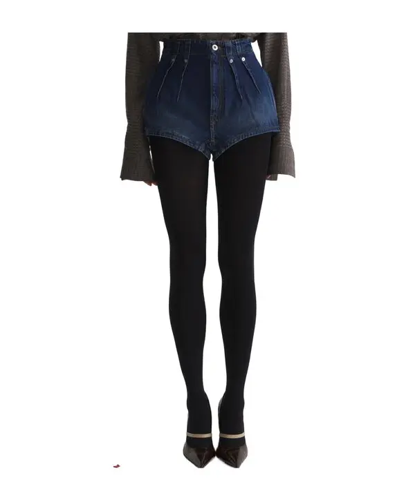 MUGLER Washed Denim Tailored Shorts - Black