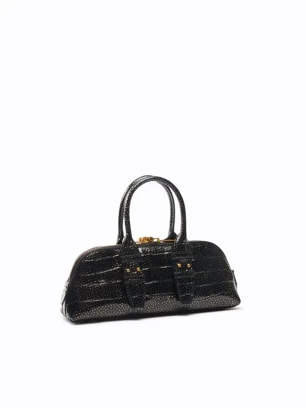 Pinko Medium Crocodile-print Leather Bag With Gold Polka Dots