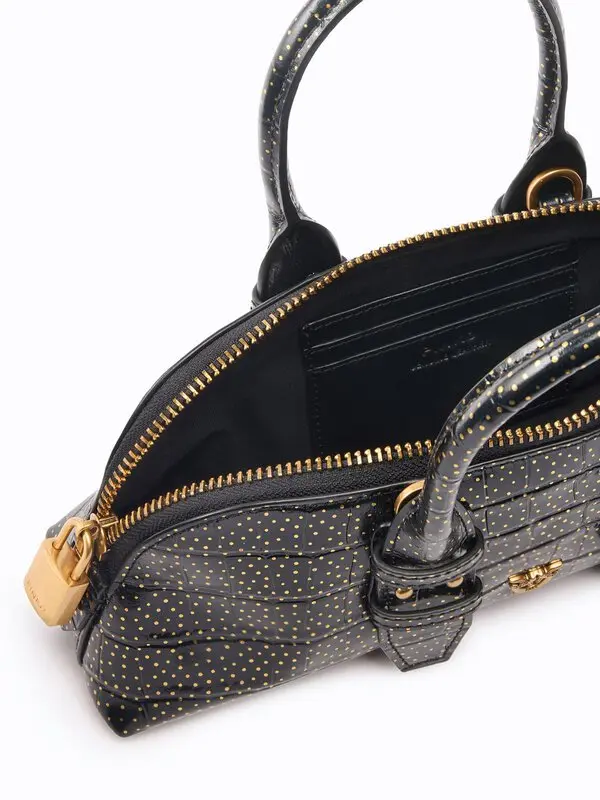 Pinko Medium Crocodile-print Leather Bag With Gold Polka Dots
