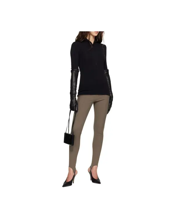 MUGLER Long Sleeve High Neck Zip Up Top - Black