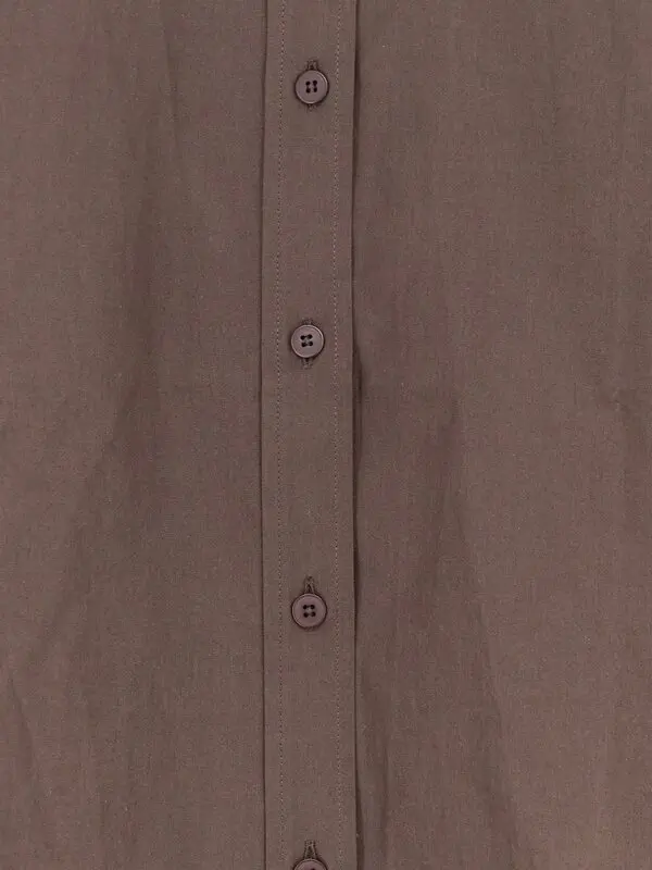 Closed Balloon Sleeve Shirt - Brown