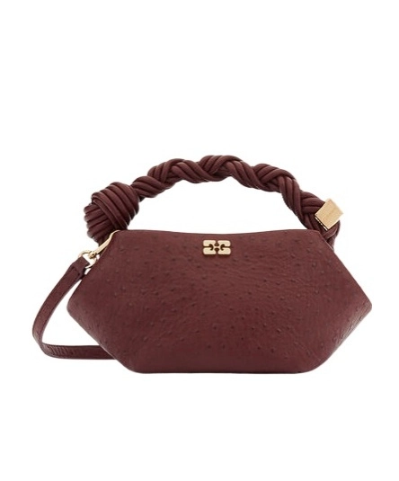 GANNI Mini Bou Bag In Red Ostrich - Brick Red