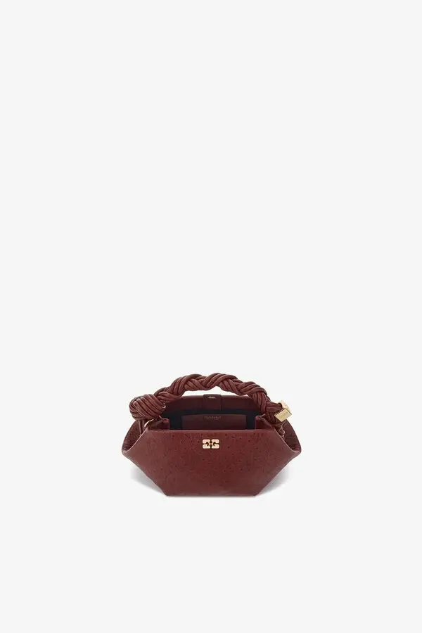 GANNI Mini Bou Bag In Red Ostrich