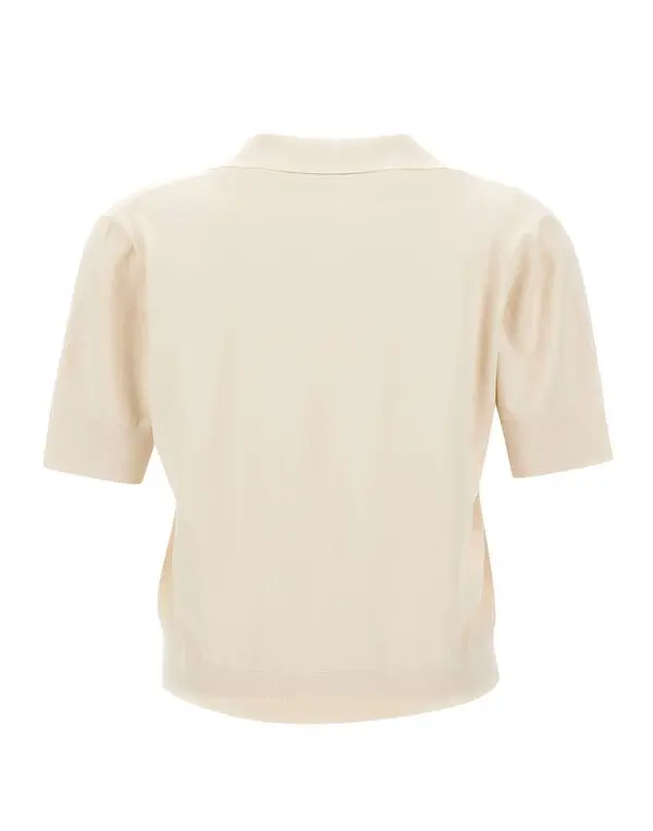 KAOS Embellished Collar Knitted Polo Top