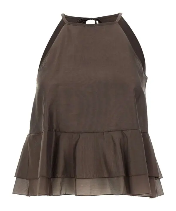 KAOS Sleeveless Ruffled V-neck Top