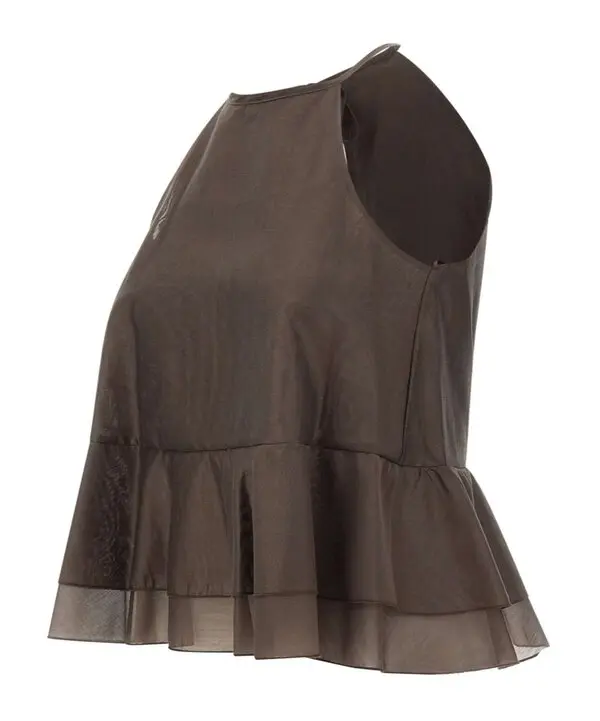 KAOS Sleeveless Ruffled V-neck Top