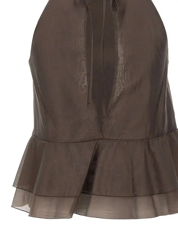 KAOS Sleeveless Ruffled V-neck Top
