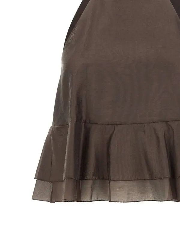 KAOS Sleeveless Ruffled V-neck Top