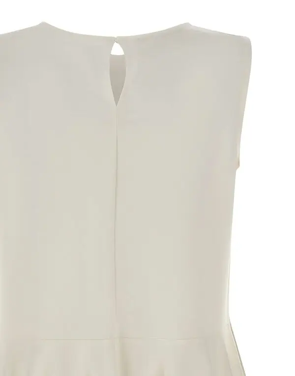 KAOS Sleeveless Asymmetrical Ruffled Hem Top - Cream