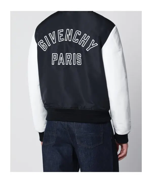 Givenchy Logo Embroidered Bomber Jacket - Navy/white