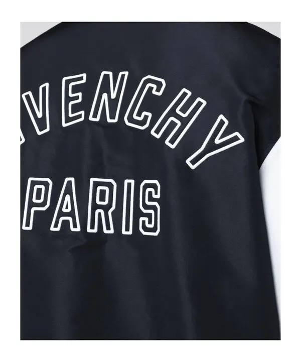 Givenchy Logo Embroidered Bomber Jacket - Navy/white