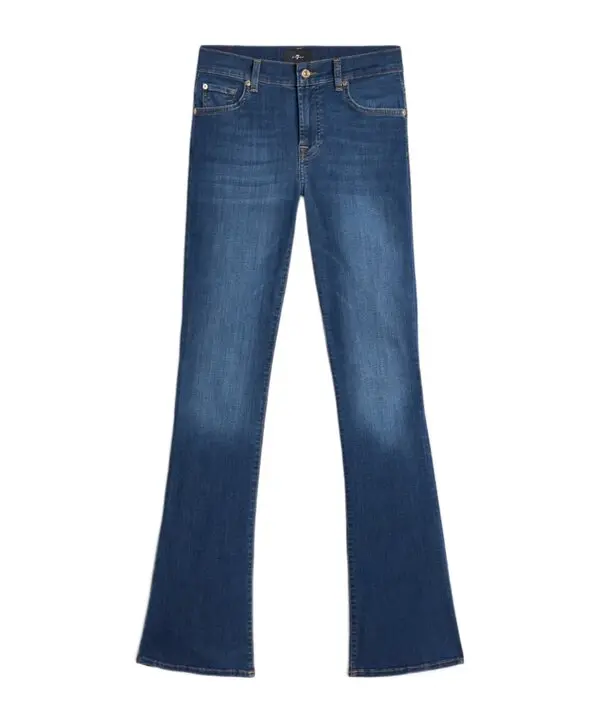7 For All Mankind Faded-effect Embroidered Jeans - Medium Blue Washed