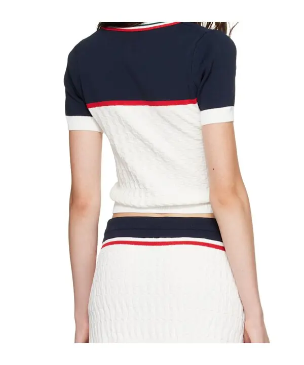Casablanca Textured Zip Polo Top
