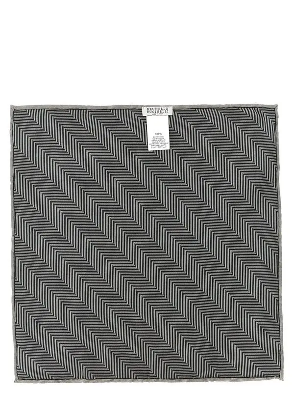 Brunello Cucinelli Chevron-motif Hand-sewn Pocket Square