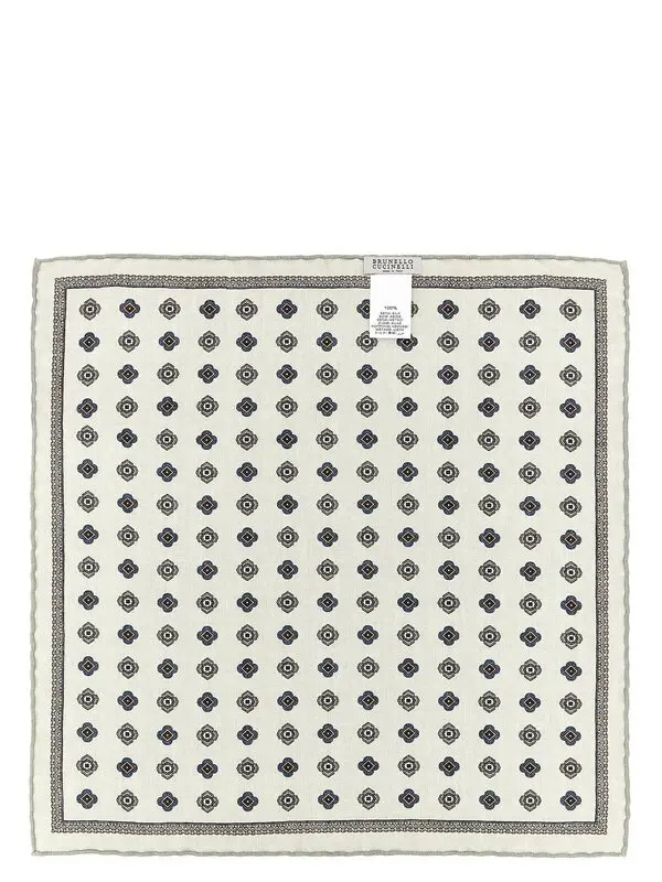 Brunello Cucinelli Medaglione Geometric-pattern Pocket Square - Nude