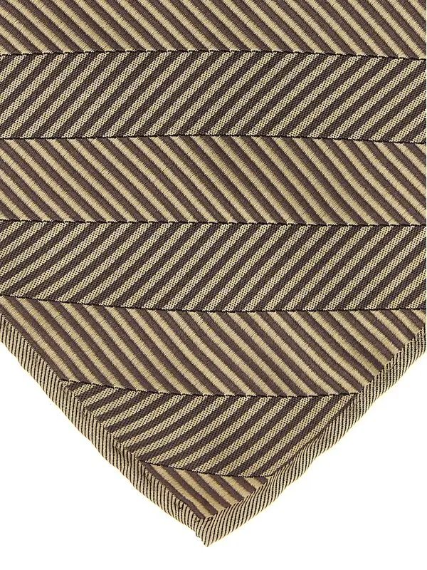 Brunello Cucinelli Chevron-pattern Silk Pocket Square - Brown