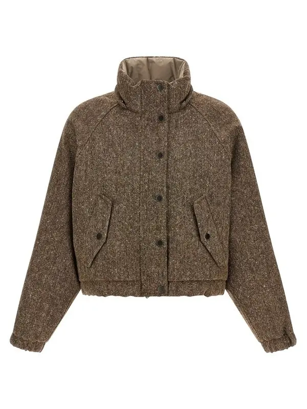 Brunello Cucinelli Cropped Hooded Down Jacket - Brown