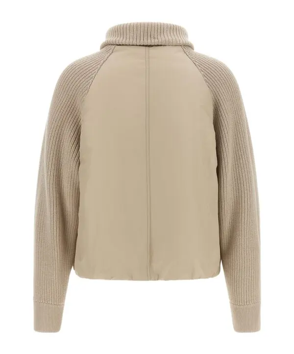 Brunello Cucinelli Knit Insert Cropped Down Jacket - Beige