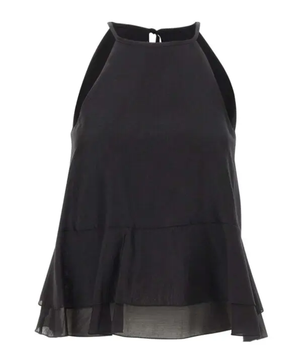 KAOS Ruffled Sleeveless Top - Black