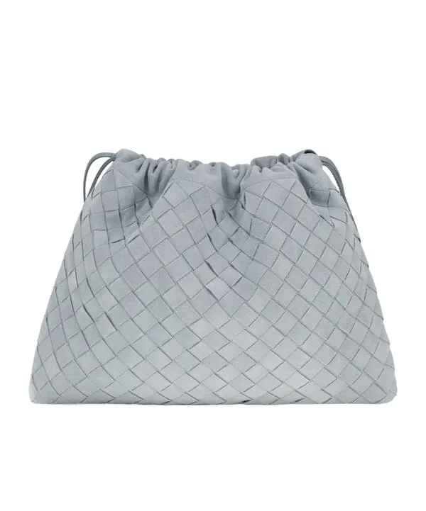 Bottega Veneta Intrecciato Drawstring Clutch - Gray