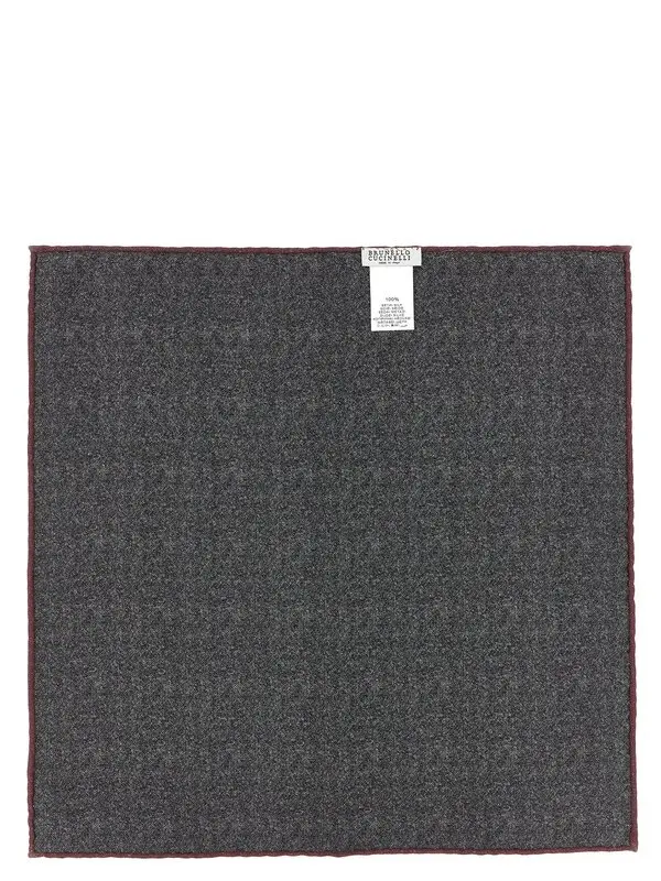 Brunello Cucinelli Pinstripe Hand-rolled Pocket Square - Black
