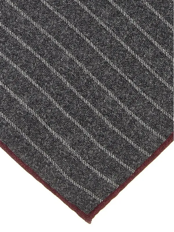 Brunello Cucinelli Pinstripe Hand-rolled Pocket Square - Black