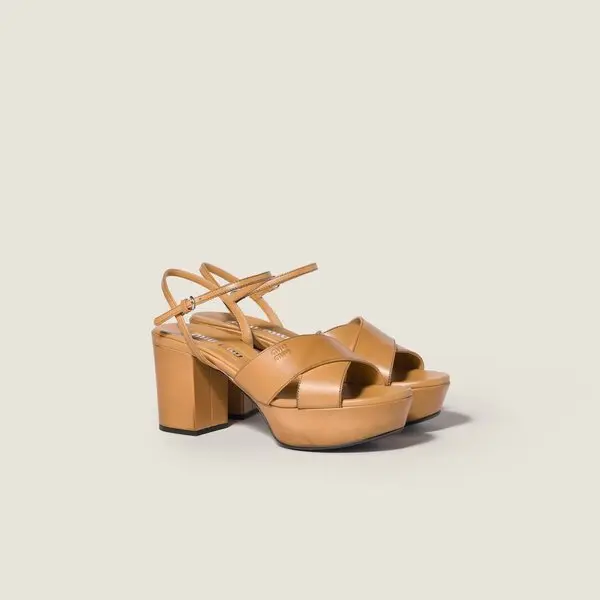 Miu Miu Leather Platform Sandals
