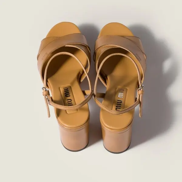 Miu Miu Leather Platform Sandals