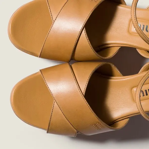 Miu Miu Leather Platform Sandals