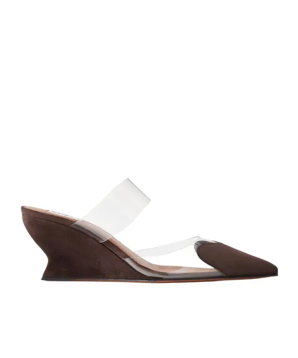 Alaïa Le Coeur Wedge Mules - Dark Brown