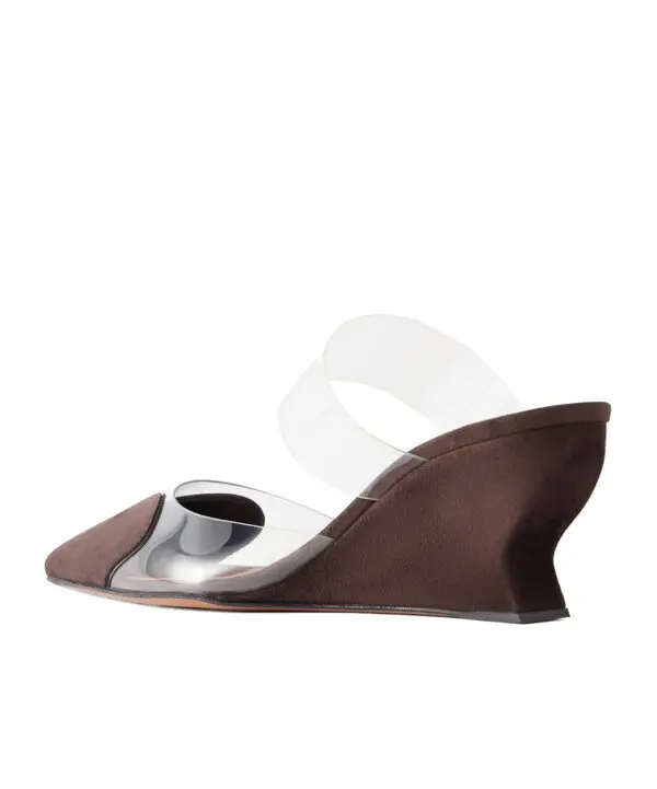 Alaïa Le Coeur Wedge Mules - Dark Brown