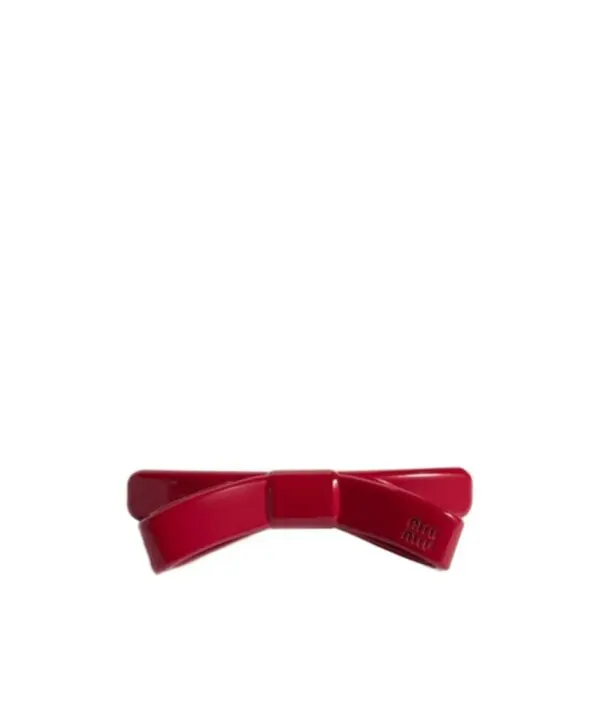 Miu Miu Enameled Metal Hair Clip - Red
