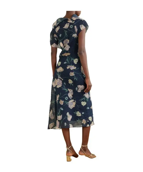 Erdem Floral Sheer Wrap Midi Dress