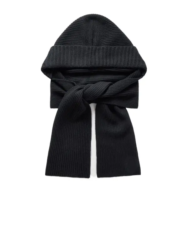 YVES SALOMON Ribbed Integrated Knit Hat-scarf