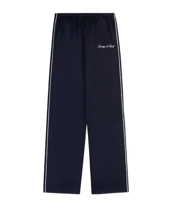 SPORTY  RICH Dark Navy Blue Classic Logo Retro Sweatpants - Deep Navy Blue