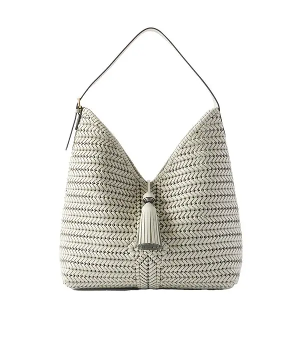 ANYA HINDMARCH Chevron Woven Tote Bag - White