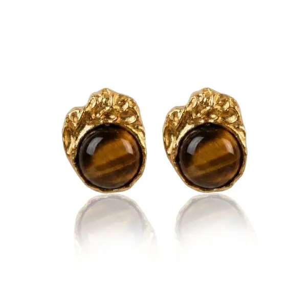 VIEA Brown / Gold Tazi Molten Earrings - Brown/gold