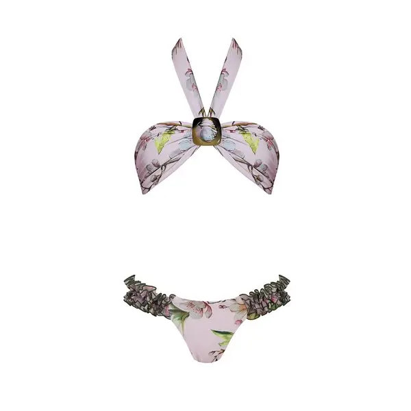 NUR KARAATA Two-piece Bikini With Floral Print - Pink