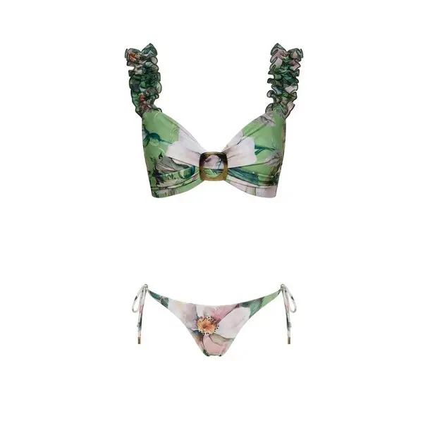 NUR KARAATA Floral Bikini Set - Green