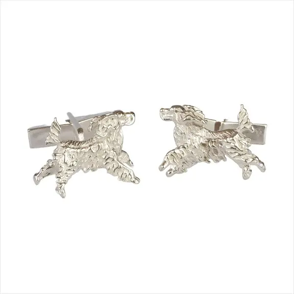 SIMON KEMP JEWELLERS Leaping Spaniel Cufflinks In Solid Sterling Recycled - Silver