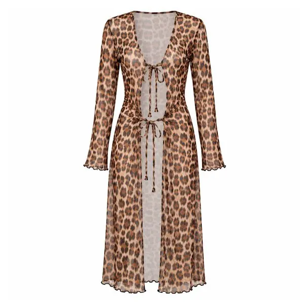 CHIARELLA Yellow / Black Sirena Cape Beach Cover-up – Leopard Print - Yellow/black