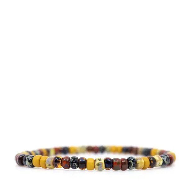 Shar Oke Yellow / Red / Black Yellow, Black & Red Picasso Czech Bracelet - Yellow/red/black
