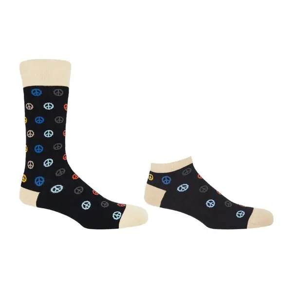 PEPER HAROW - MADE IN ENGLAND Peace Luxury Crew & Trainer Men’s Socks Bundle - Black